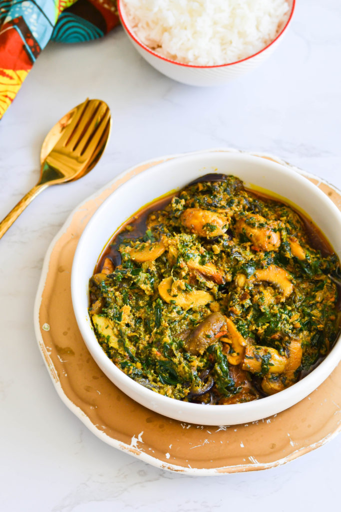 Spinach and Mushroom Egusi Stew - Bakes by Chichi