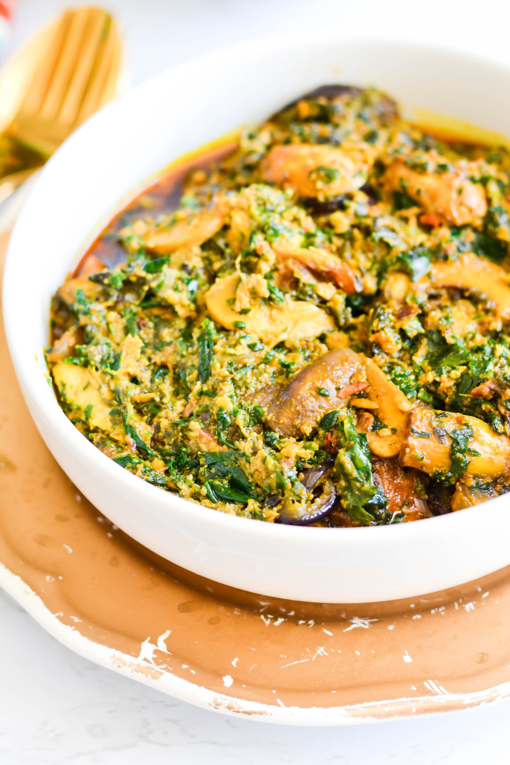 Spinach and Mushroom Egusi Stew - Bakes by Chichi